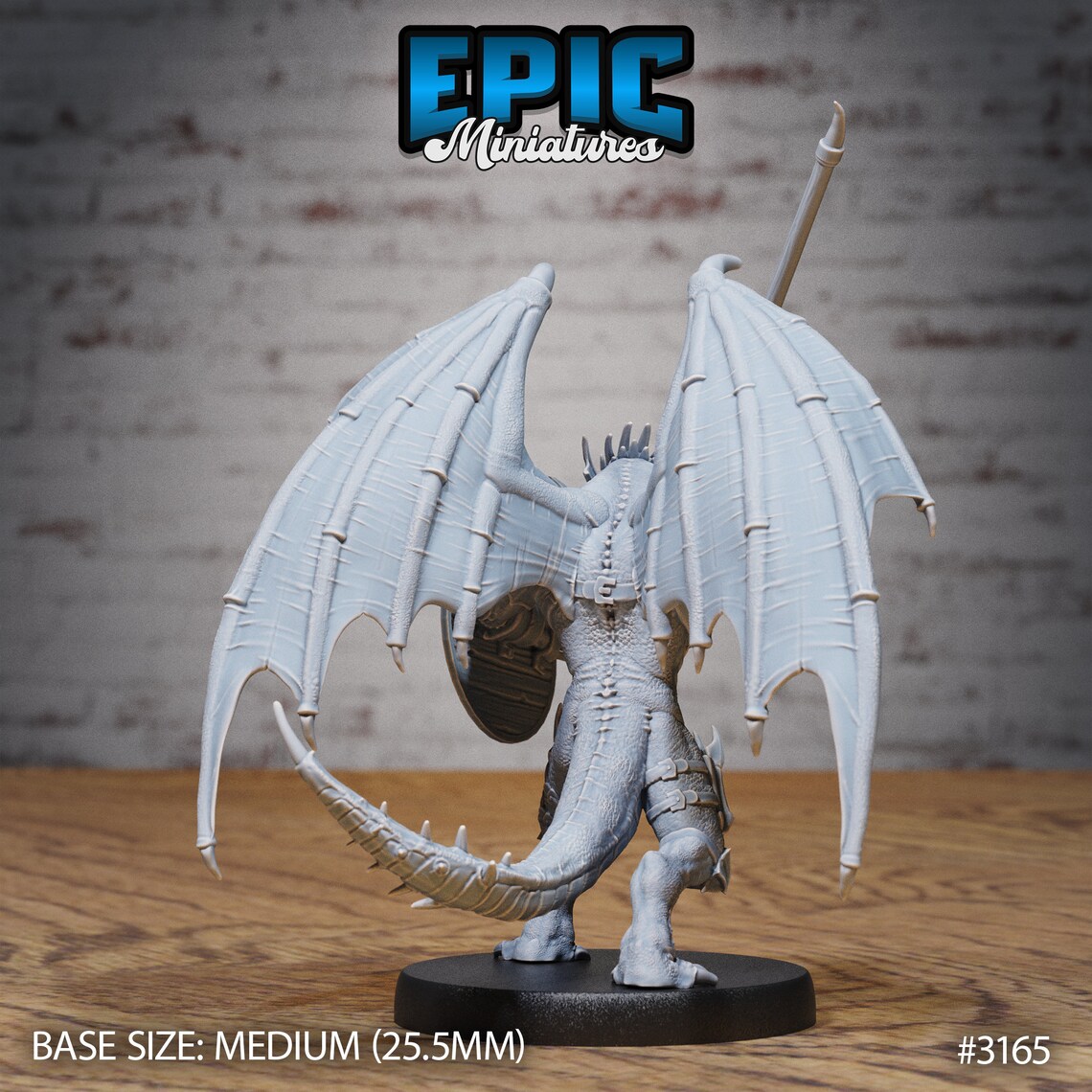 Dragon Fighter Miniature | Winged Dragonborn Fighter Miniature | for D ...