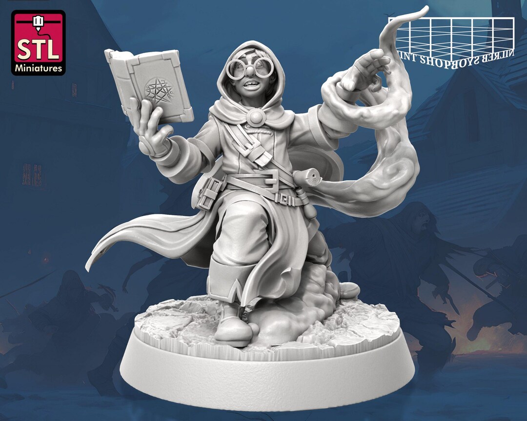 Young Elemental Mage Miniature Wizard Apprentice Figure Heroic ...