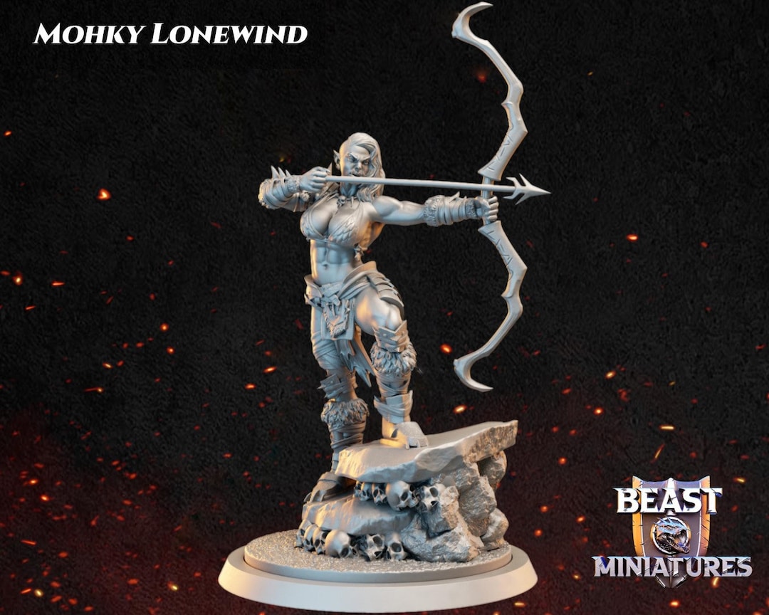 Female Half-orc Ranger Miniature | Female Orc Archer Miniature | for D ...