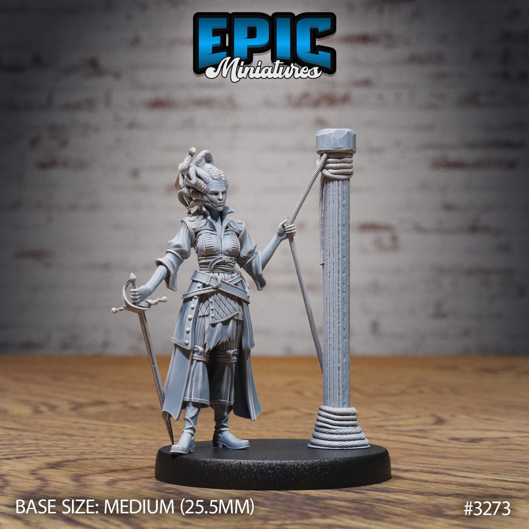 Medusa Pirate Miniature Gorgon Sailor for D&D 5e, Pathfinder and Other ...