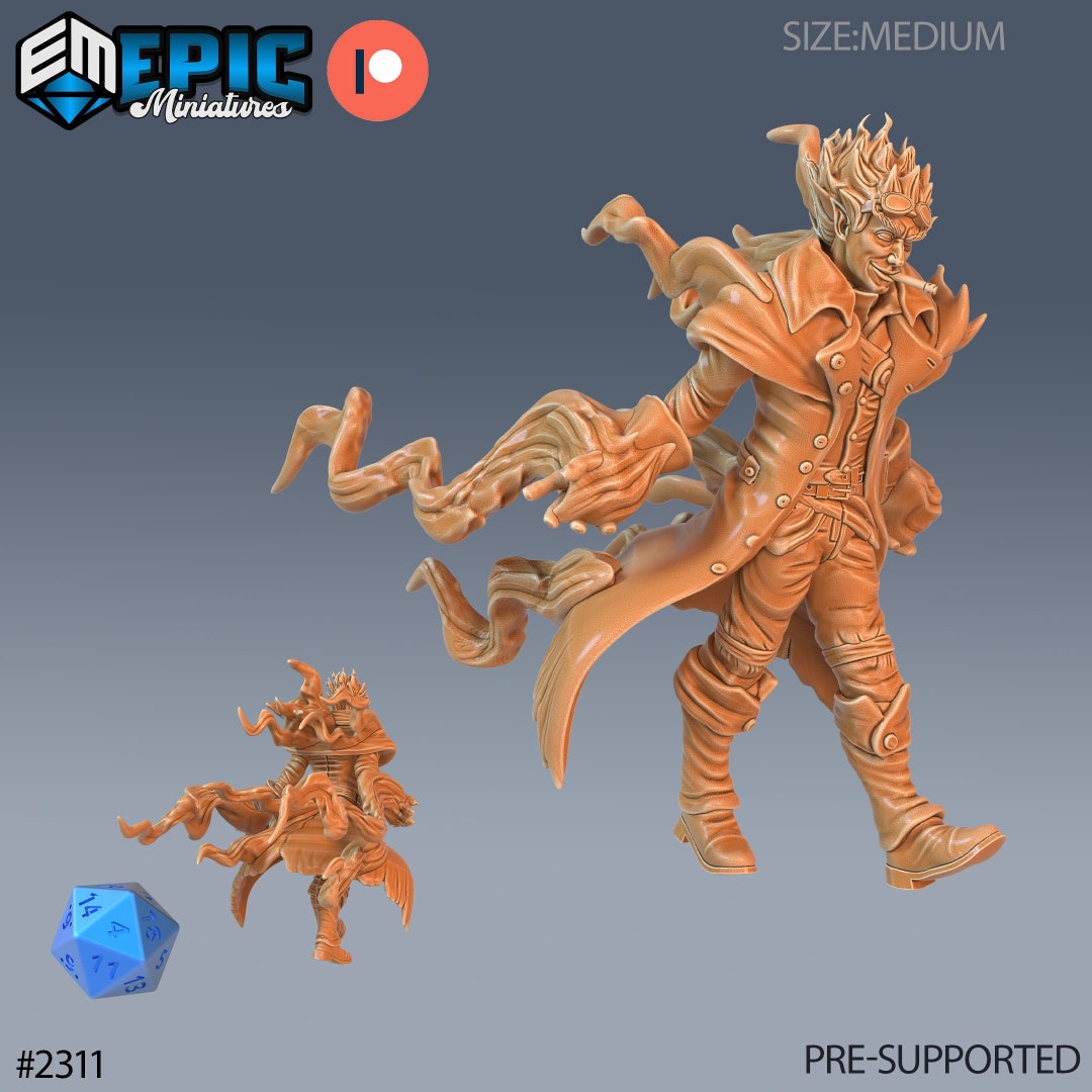 Feuer Genasi Miniatur | Fire Genasi Adventurer Burning Miniature | for ...
