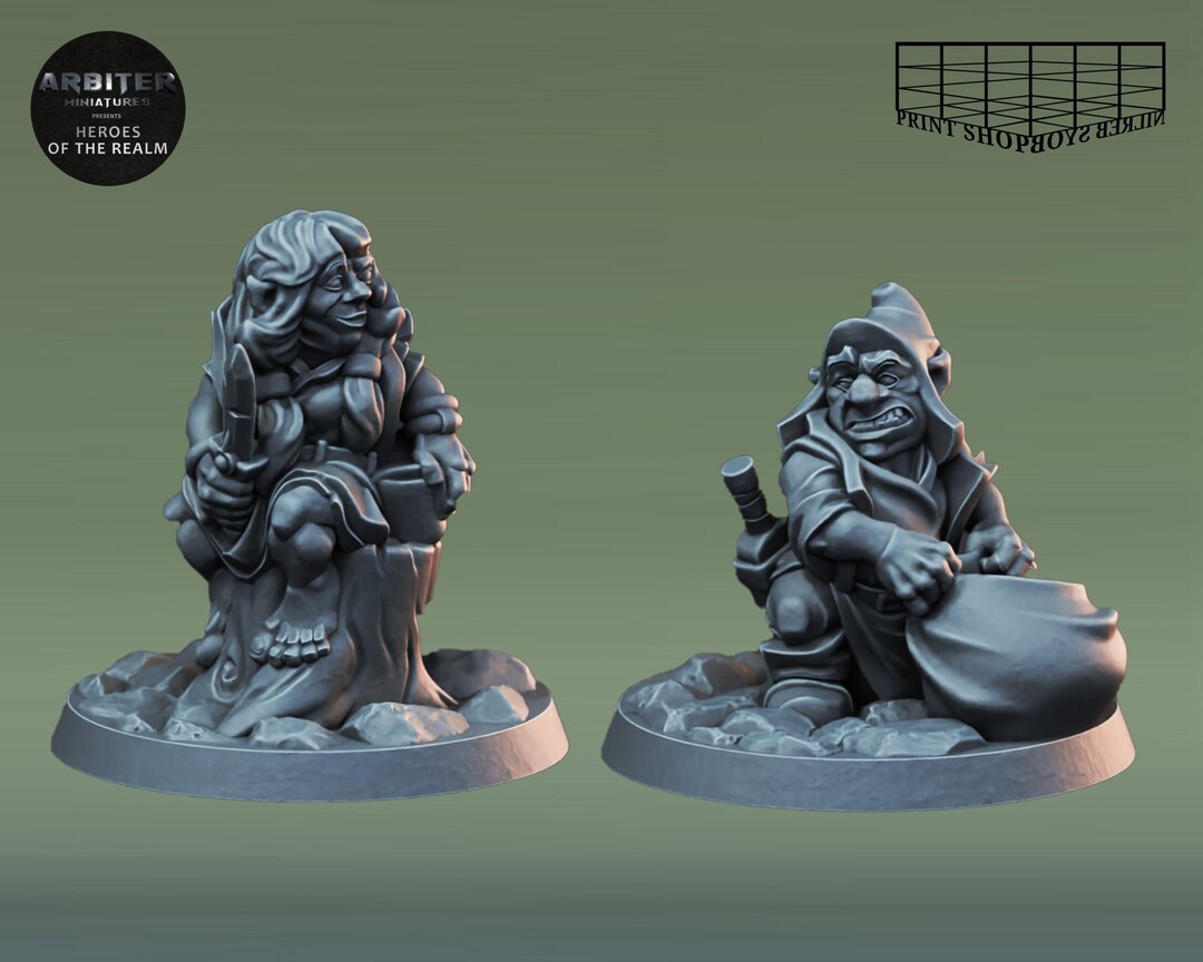 Thieving Rock Gnome Miniature Set | Gnome Rogue Figure Pack | Heroic ...