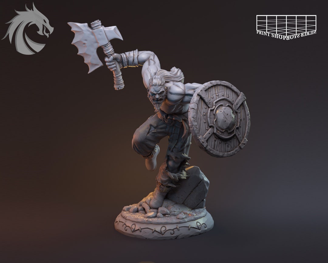 Viking Warrior Attacking Miniature | Raging Barbarian Miniature | for D ...