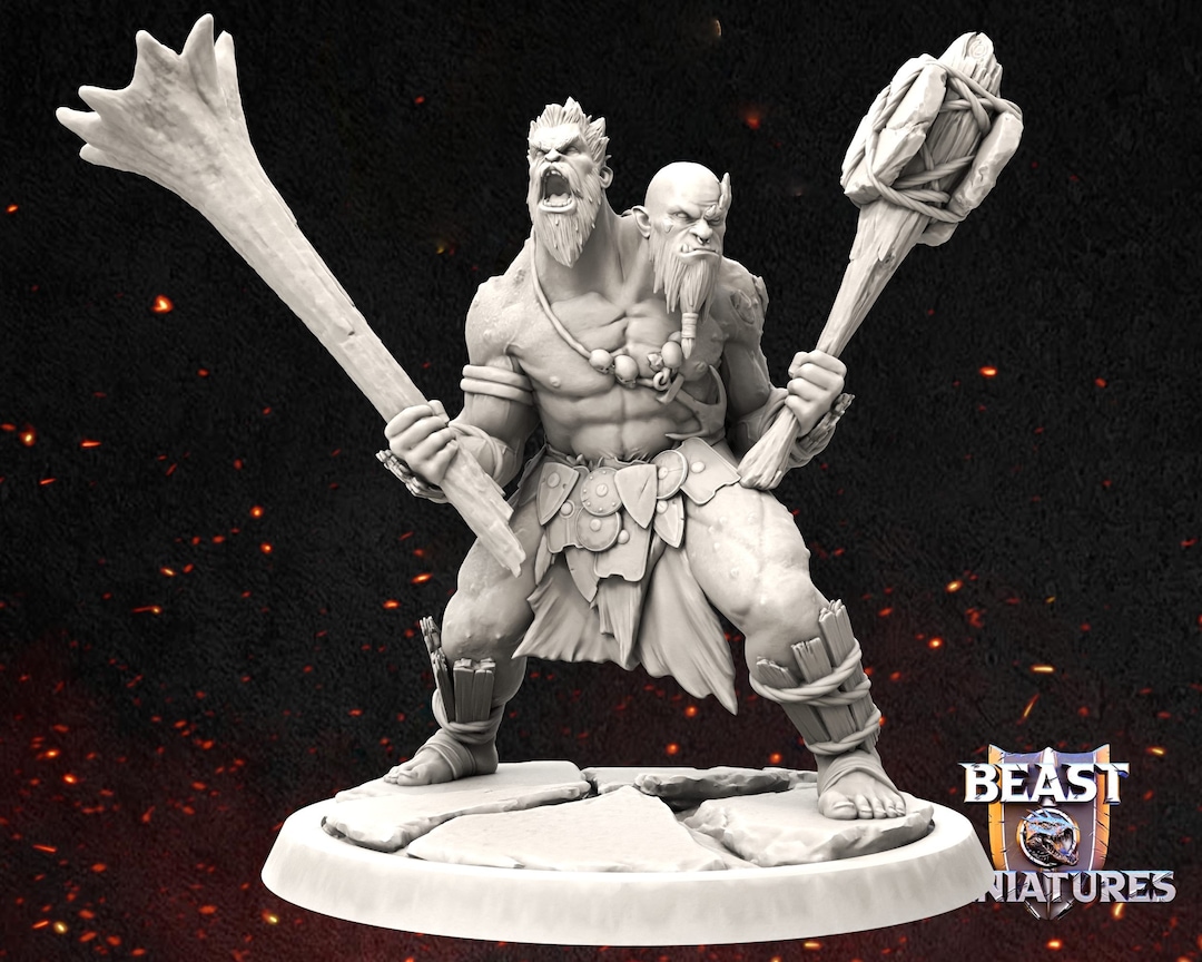 Ettin Miniature | Two-headed Giant Miniature | for D&D 5e, Pathfinder ...
