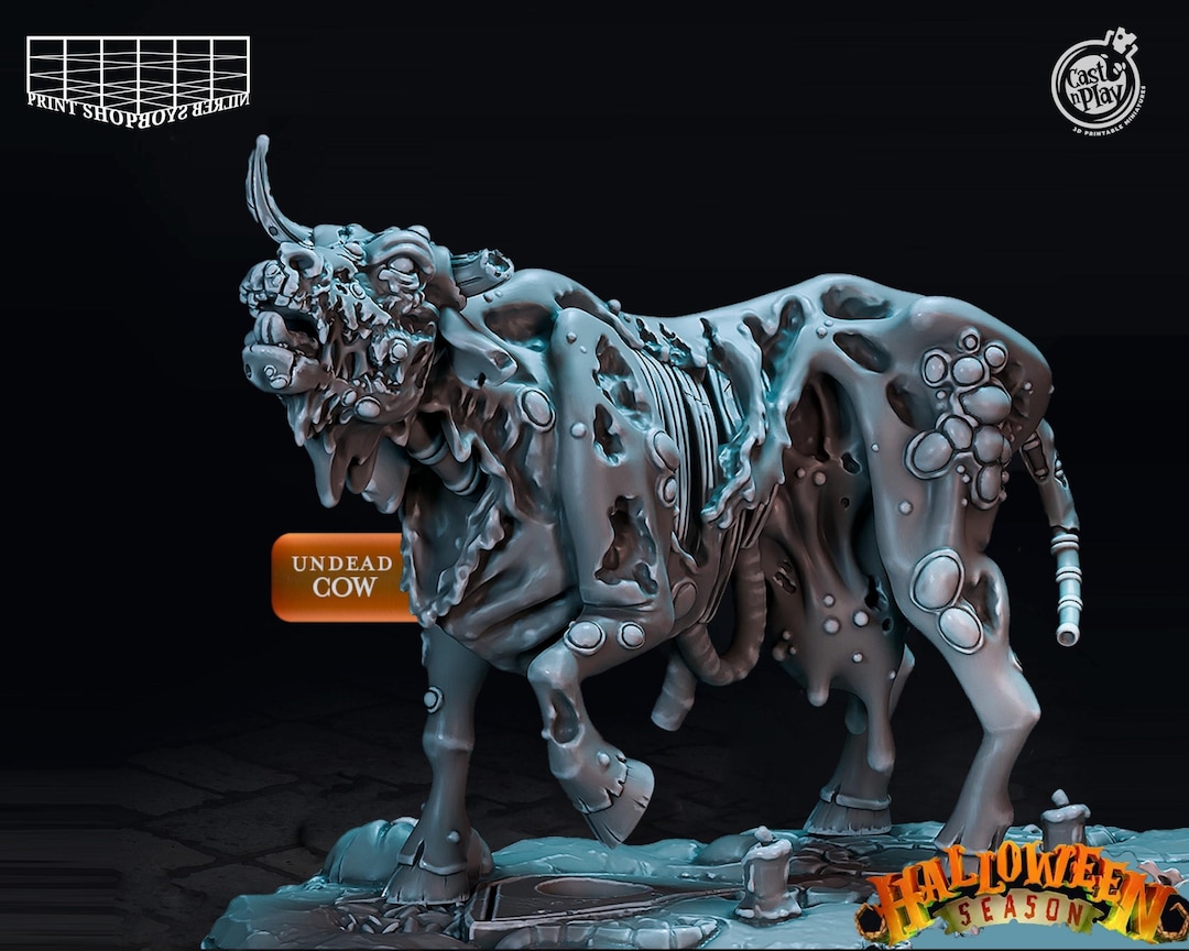 Angry Zombie Cow Miniature Undead Companion Figure Horror Halloween ...