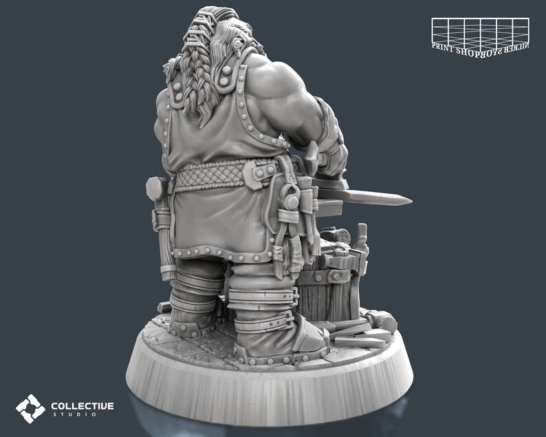 Dwarf Weaponsmith Miniature | Dwarven Blacksmith Figure | Townsfolk ...