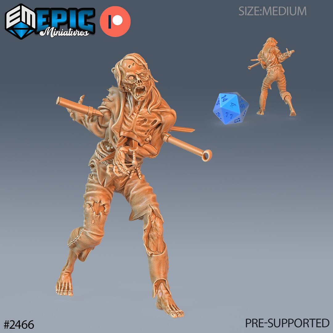 Decayer Zombie Miniature | Rotting Zombie Stabbed Miniature | for D&D ...