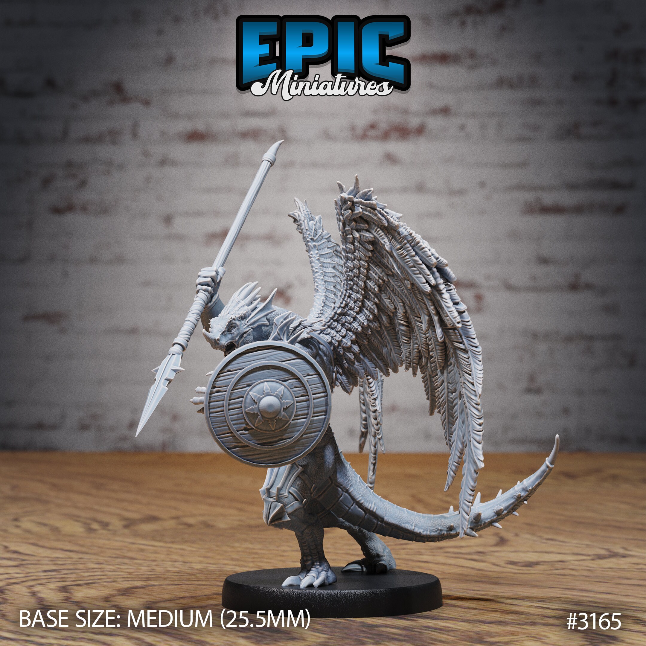 Dragon Fighter Miniature | Winged Dragonborn Fighter Miniature | for D ...