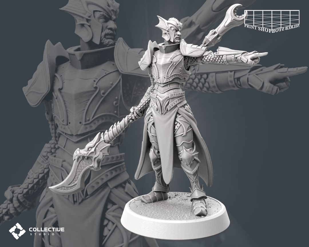 Paladin With Dragon Head Glaive Miniature Human Warrior Figure Heroic ...