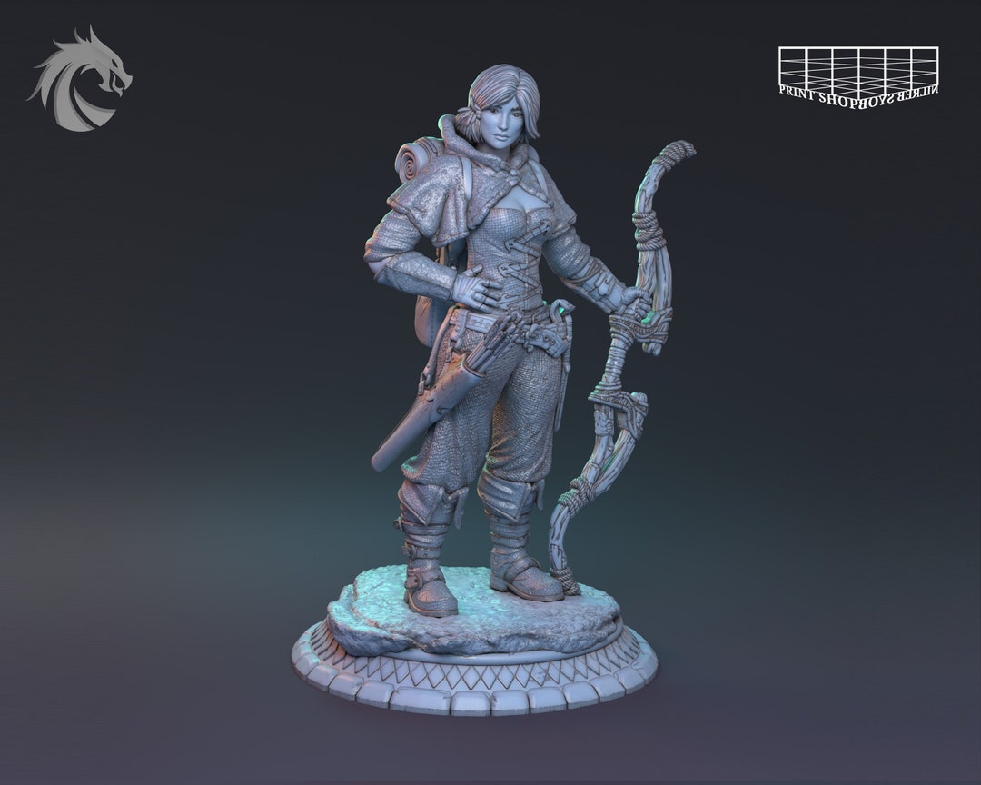 Adventurer With Bow Miniature Female Human Ranger Figure for D&D 5e ...