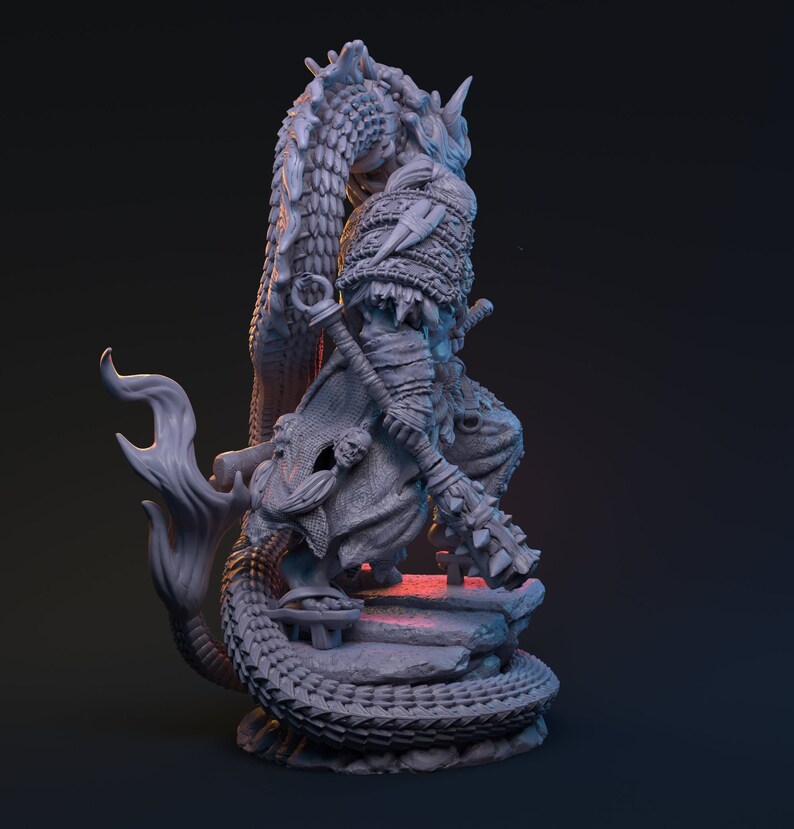 Oni Lord With Dragon Miniature | Lord of the Harun Fighter Miniature ...