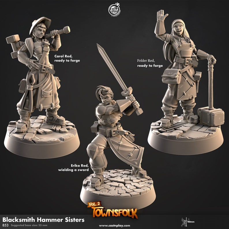 Master Blacksmith Carol With Hammer Miniature | Female Blacksmith ...