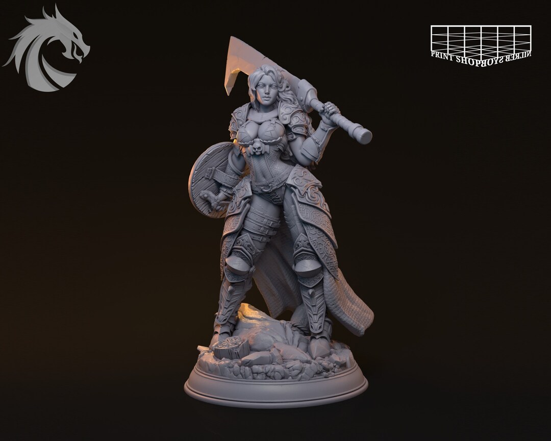 Warrior Untrin Miniature Female Fighter Miniature for D&D 5e ...
