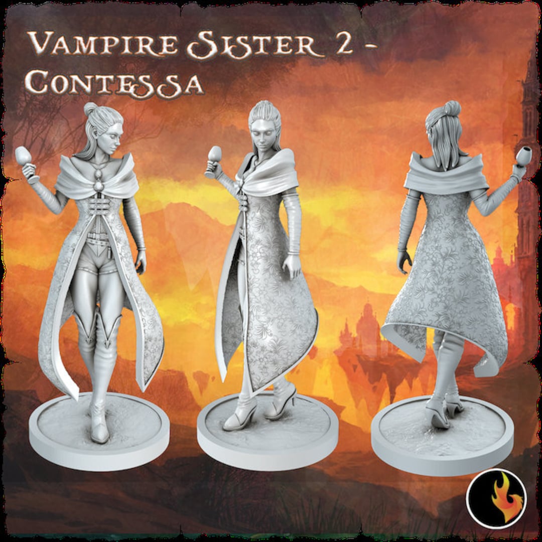 Elegant Vampire Sister Miniature | Female Vampire Miniature | for D&D ...