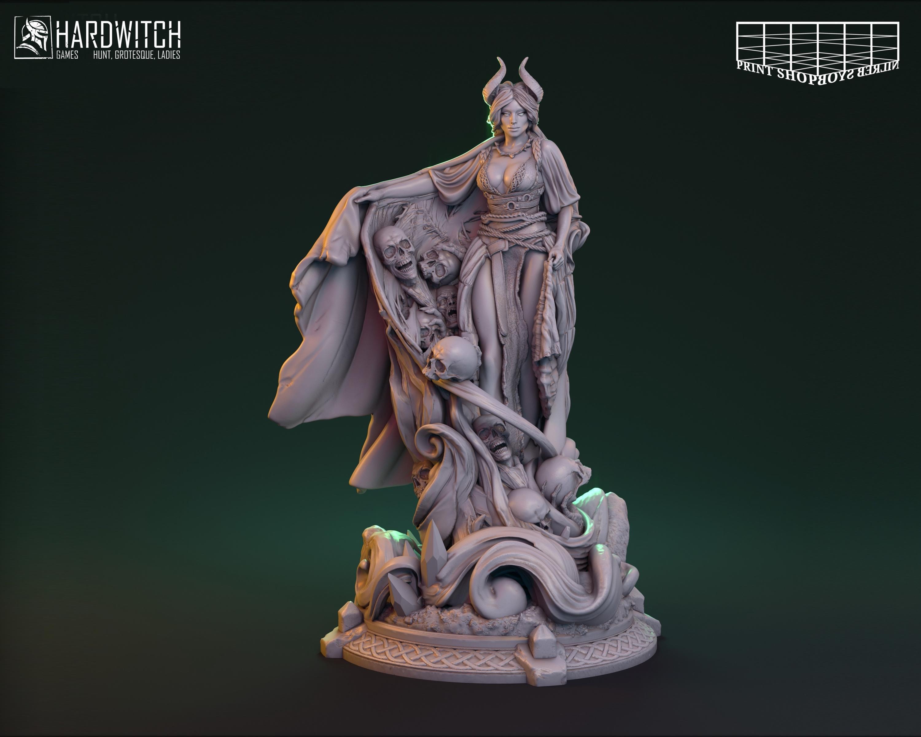 Tiefling Necromancer Miniature | Demonic Female Dark Wizard Figure ...