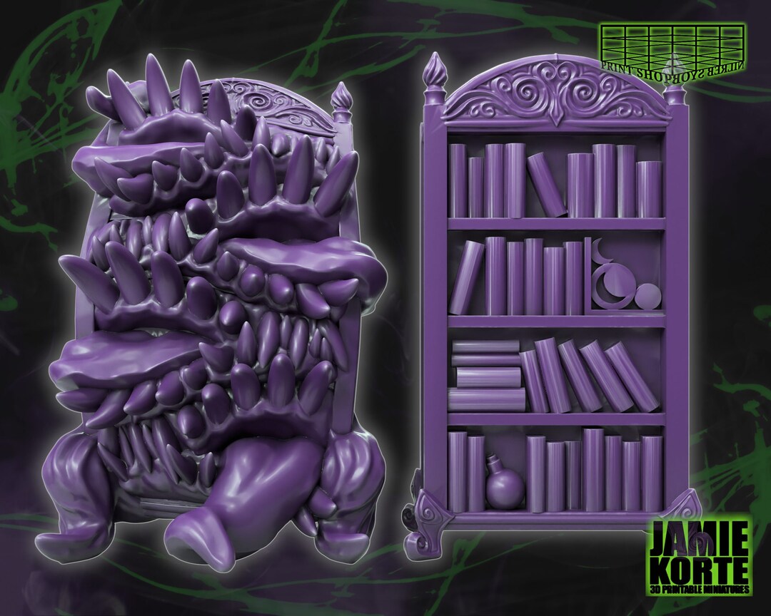 Mimic Bookshelf Miniature Mimic Book Case Set Miniature for D&D 5e ...