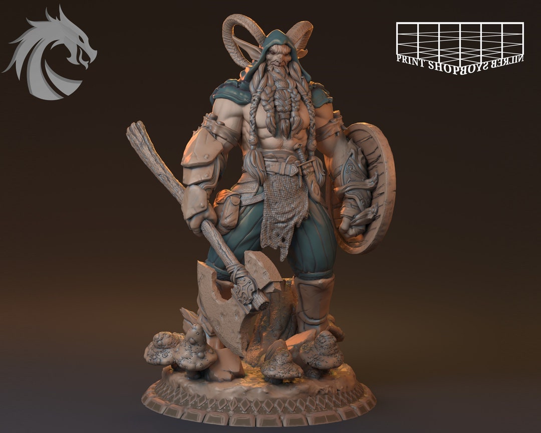 Horned Woodscrat Miniature | Satyr Barbarian Miniature | for D&D 5e ...