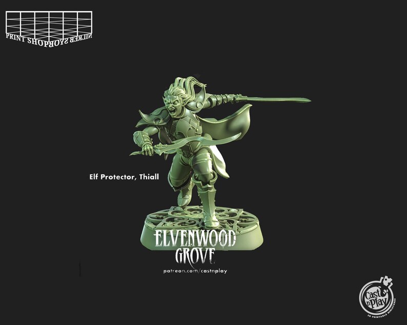 Elf Paladin With Spear Miniature | Wood Elf Sylan Protector Heavy ...