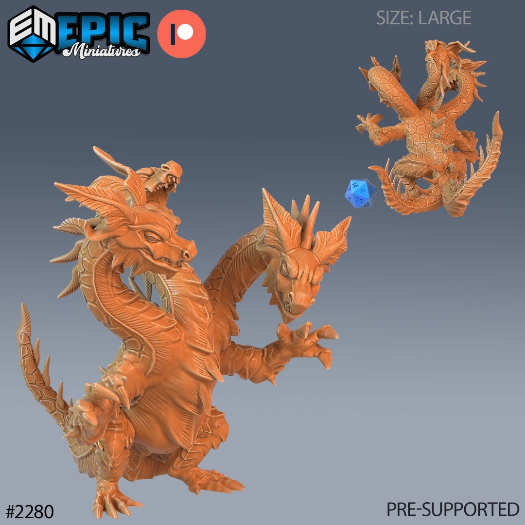 Hydra Miniature | Dungeon Hydra Angry Miniature | for D&D 5e ...