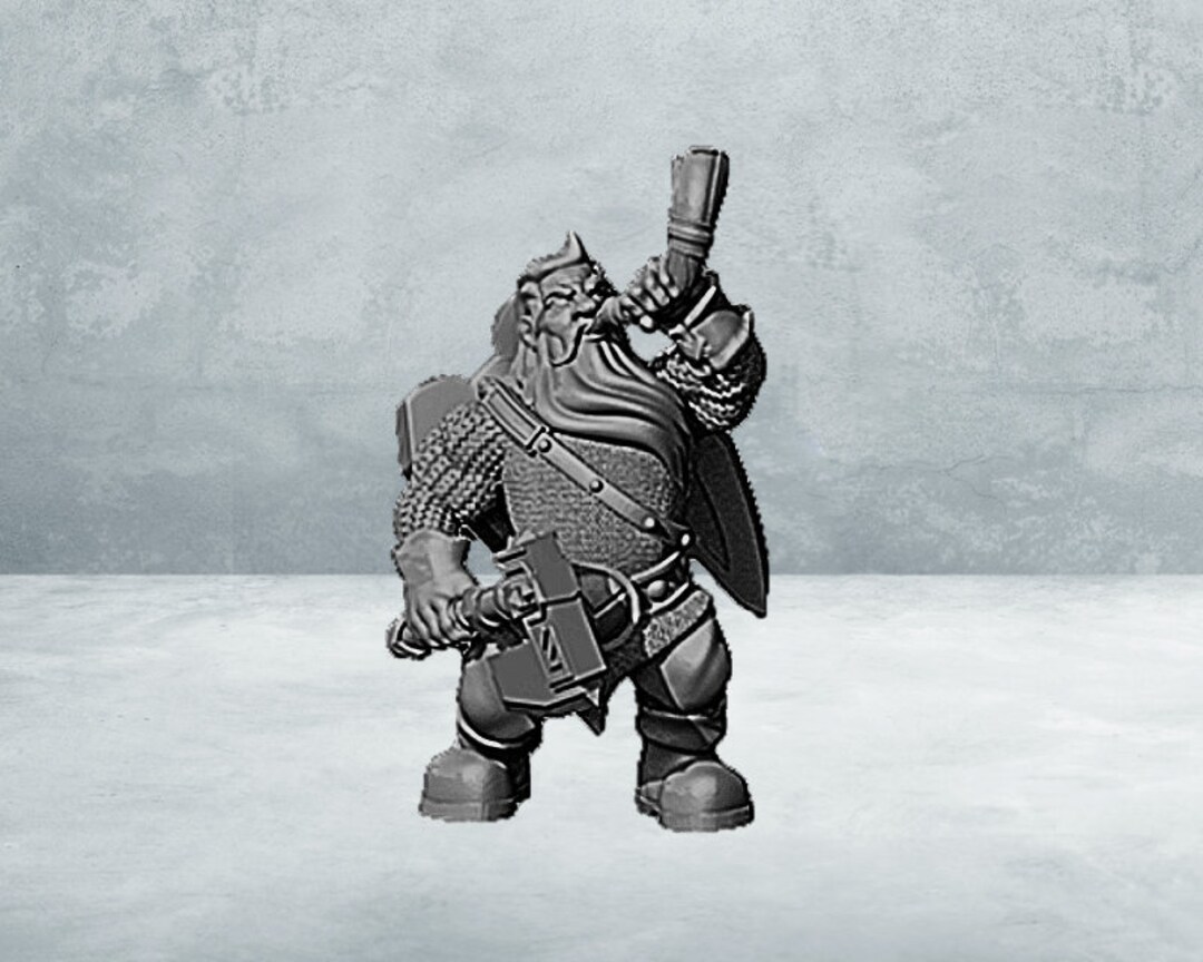 Dwarf With Horn Miniature Dwarf With Gjallarhorn Miniature for D&D 5e ...