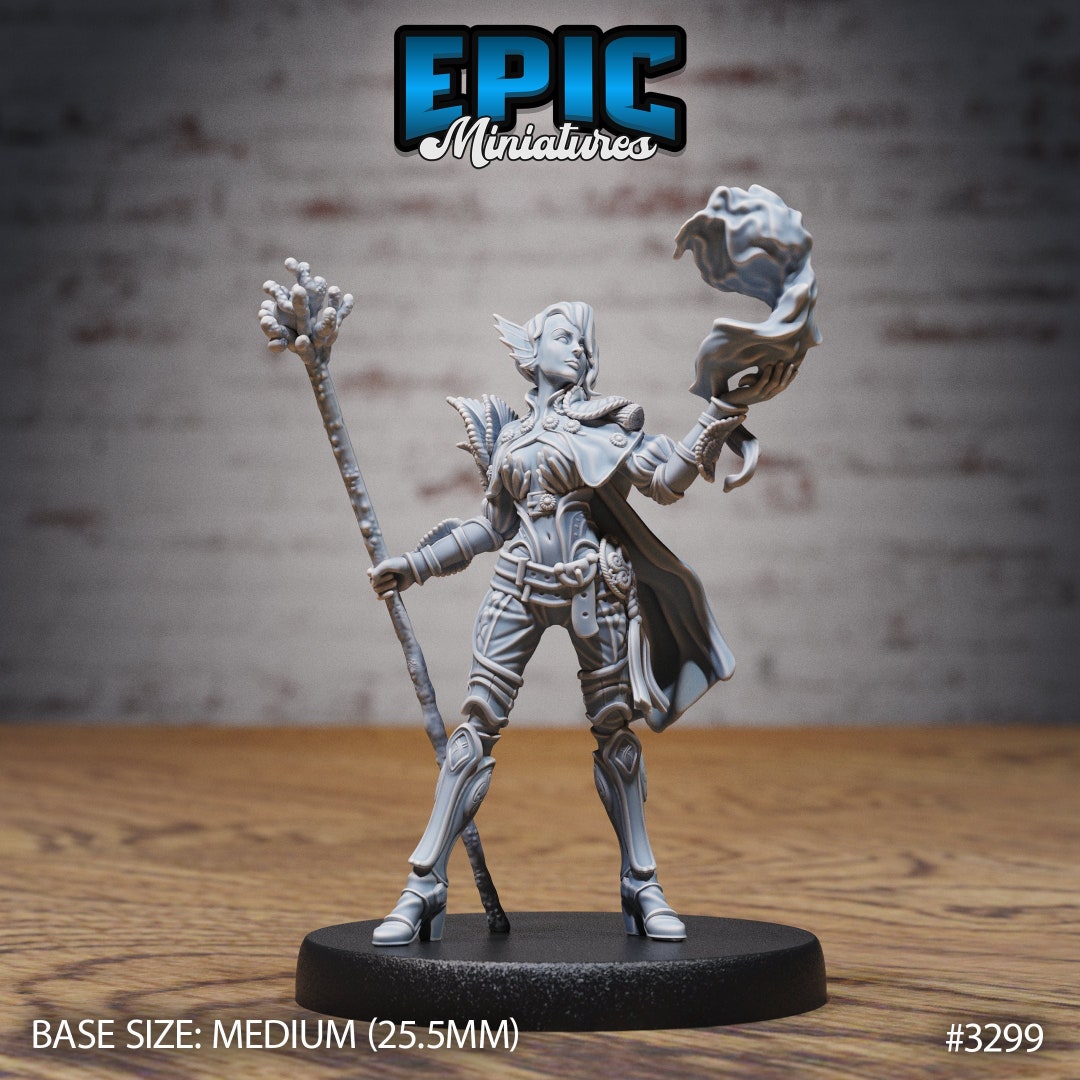 Female Triton Sorceress Miniature Female Merfolk Mage Figure for D&D 5e ...