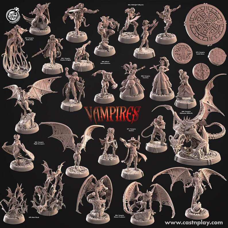 Vampire Warrior Miniature Set | Vampire Shadow Knights Miniature Pack ...