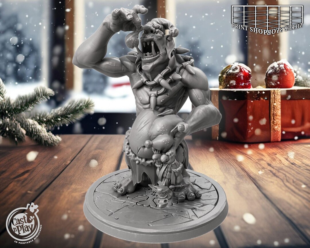 Eating Troll With Goblin Miniature | Hungry Christmas Troll Figure ...