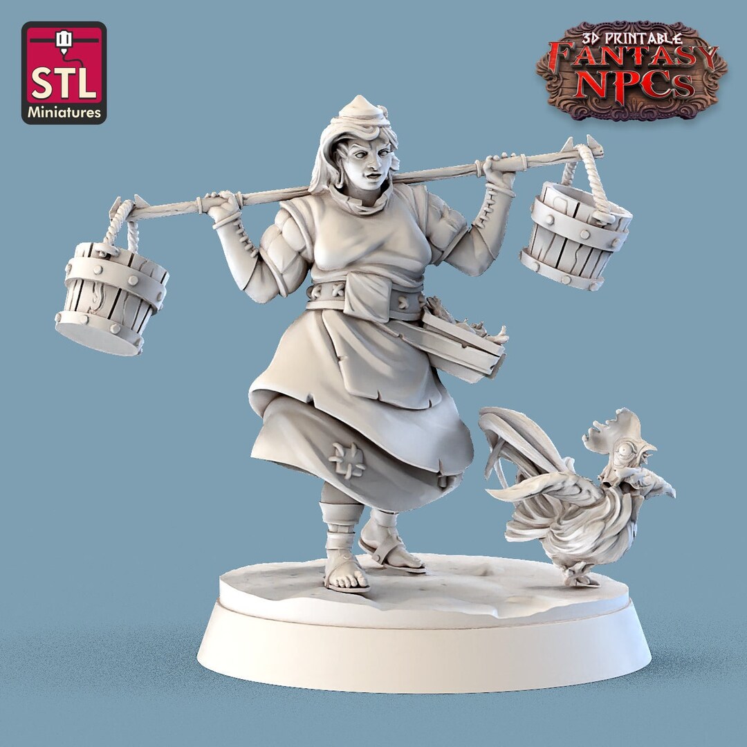 Farmer Miniature Female Farmer Miniature Townsfolk Npcs 32mm for Modern ...