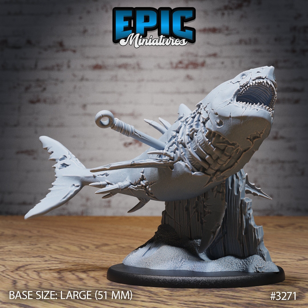 Undead Shark Wounded Miniature Zombie Shark Harpooned Figure for D&D 5e ...