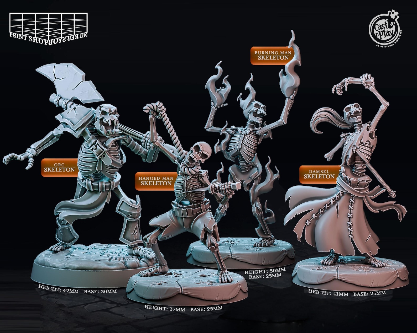 Orc Skeleton With Ax Miniature | Skull Rebellion Figure | Horror ...