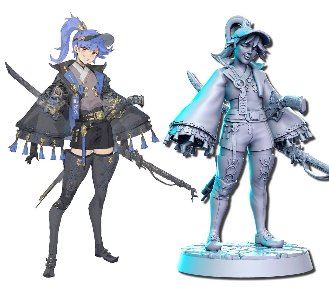 Young Fighter Anime Miniature Young Female Fighter Miniature for D&D ...