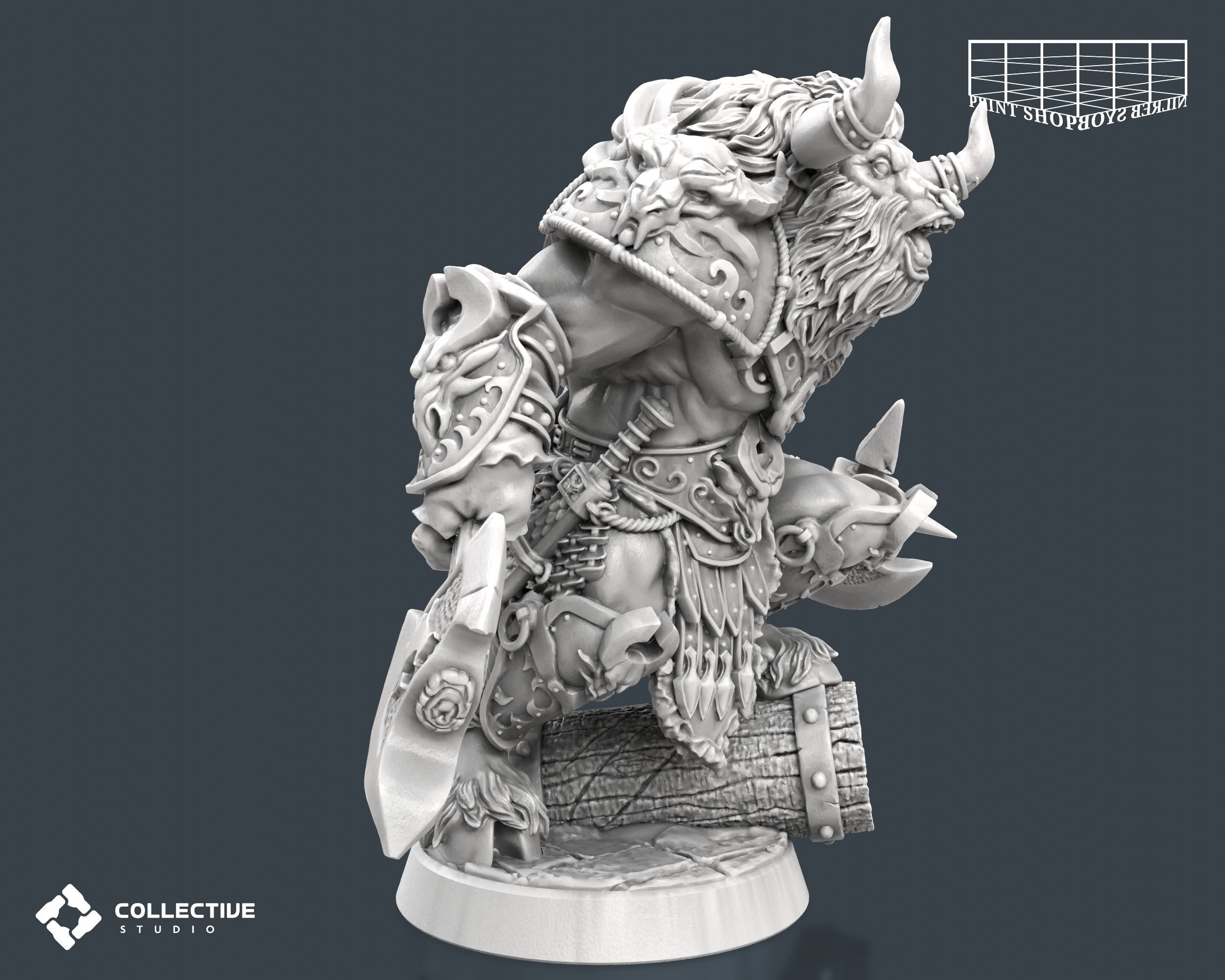 Minotaur Ax Fighter Miniature | Minotaur Gladiator Figure | Heroic ...