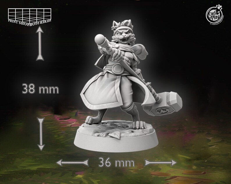 Catfolk Rogue Miniature | Tabaxi Assassin Figure | Woodland Heroes ...