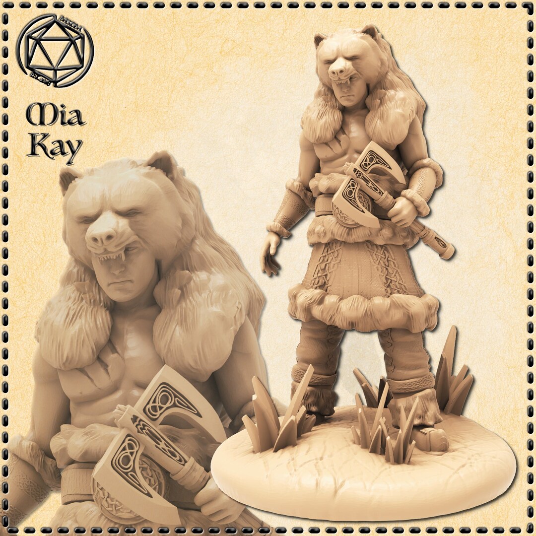 Barbarian Miniature Male Barbarian Miniature Heroic Character Tabletop ...