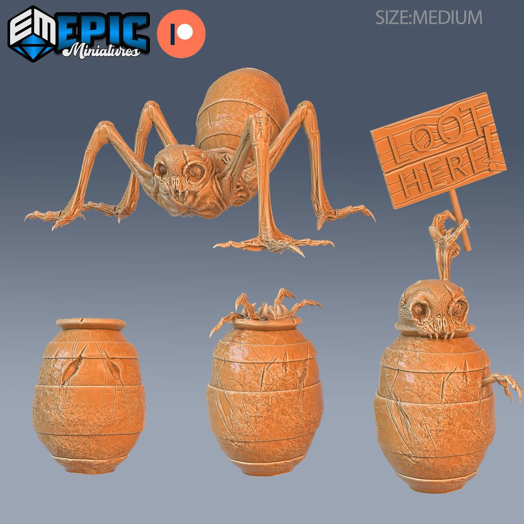 Mimic Amphora Miniature | Mimic Urn Set Miniature | for D&D 5e ...