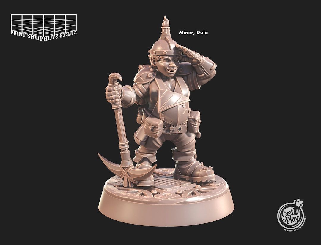 Dwarf Miner With Pickaxe Miniature Female Duergar Deepvein Miner Figure ...