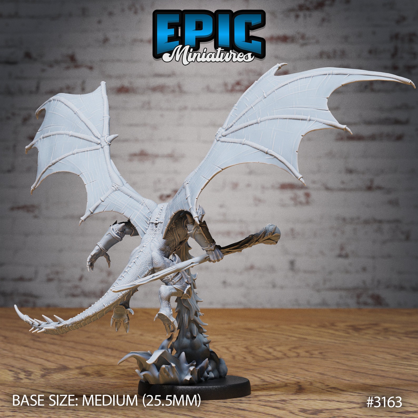 Half Dragon Mage Fire Breath Miniature | Flying Dragonborn Warrior ...