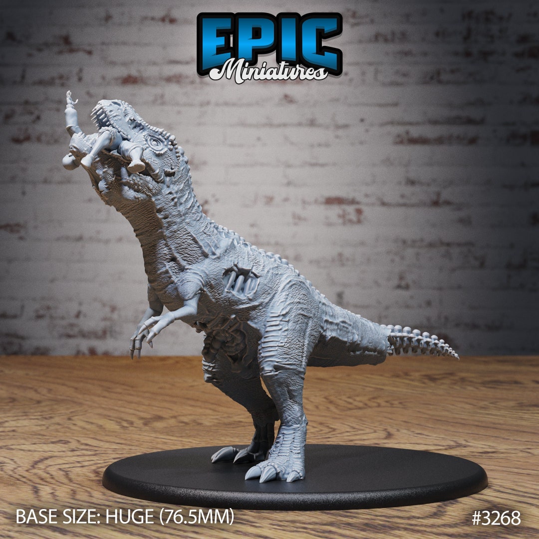 Eating Undead Dinosaur Zombie T-rex Hunting Miniature for D&D 5e ...