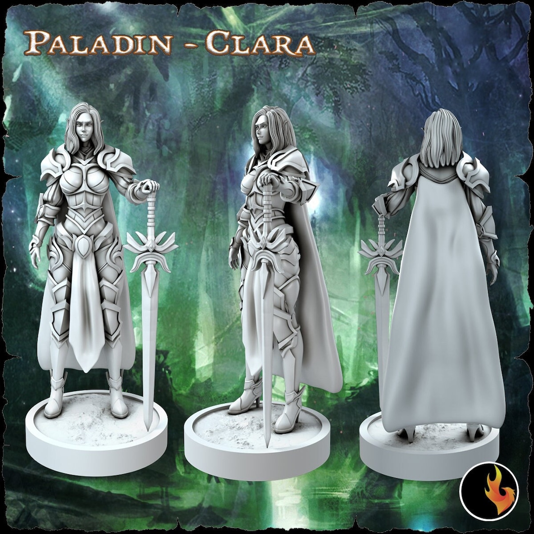 Elf Paladin Miniature Female Elf Paladin Miniature for D&D 5e ...