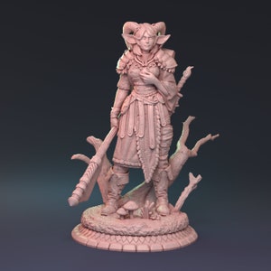 Faun Fighter Miniature Female Satyr Druid Figure for D&D 5e, Pathfinder ...