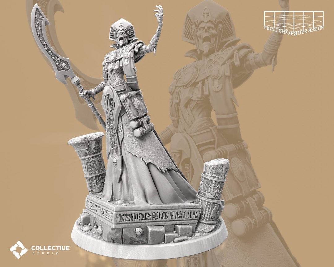 Mummy Lord Miniature | Pharaoh Lich Figure | Undead Monster | Desert ...