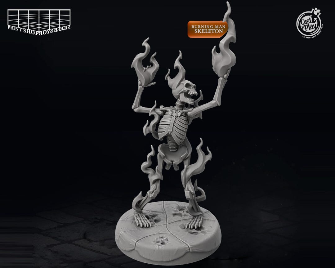 Burning Skeleton Miniature | Burning Man Skeleton Figure | Horror ...