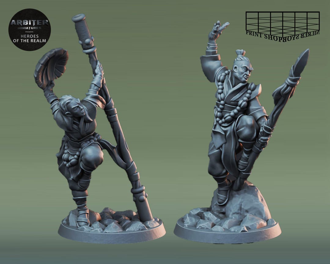 Skillful Monks Miniature Set | Kensei Monk Figure Pack | Heroic ...