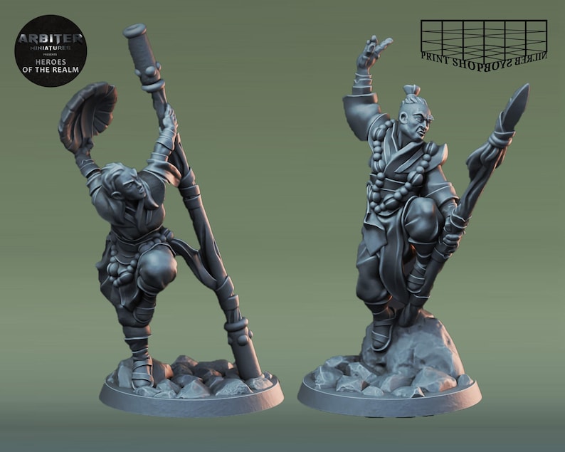 Skilled Monk Miniature | Kensei Monk Naginata Figure | Heroic Character ...