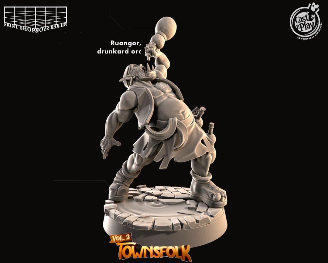 Thirsty Orc With Wine Bottle Miniature Angry Drunk Orc Figure NPC ...