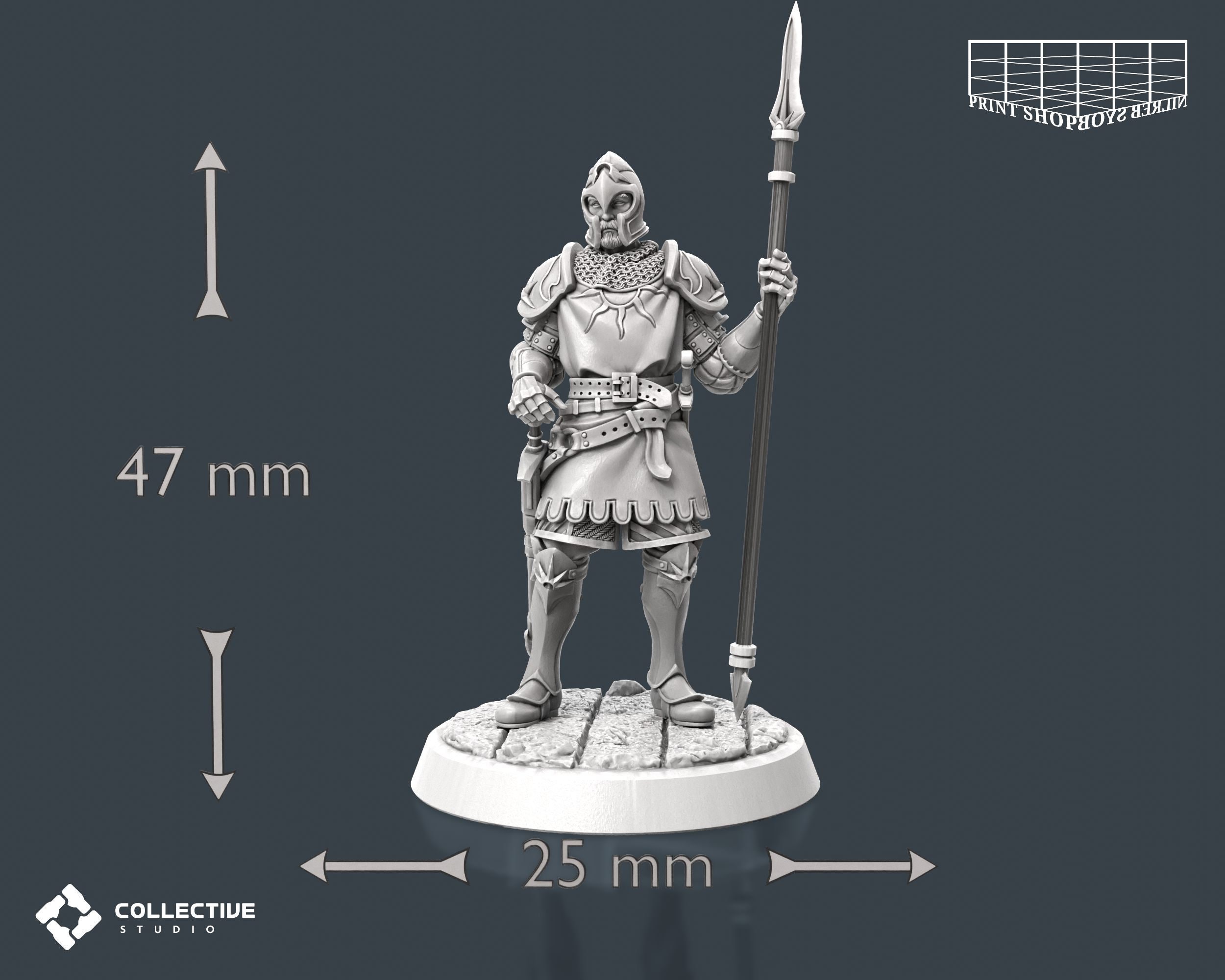 City Security Guard Miniature | Spear Guard Helmet Figure | Townsfolk ...