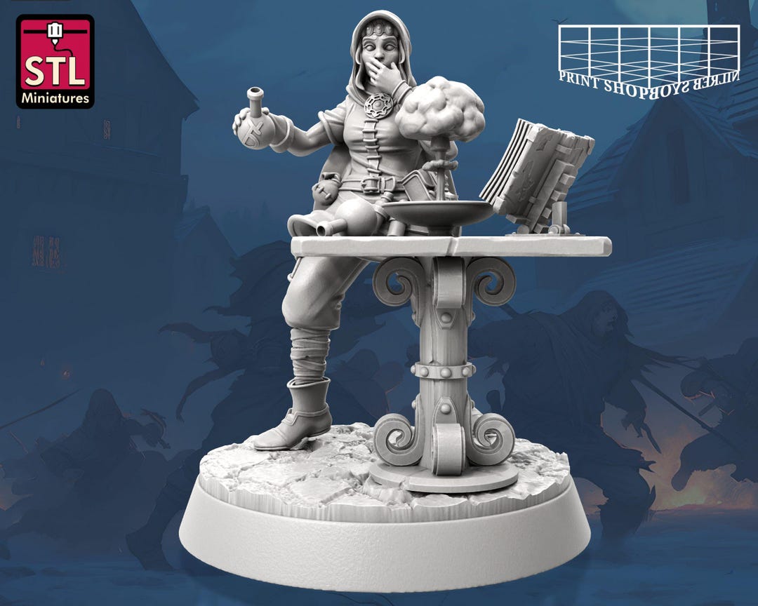Magic Potion Brewer Miniature Alchemist Apprentice Figure NPC Frost ...