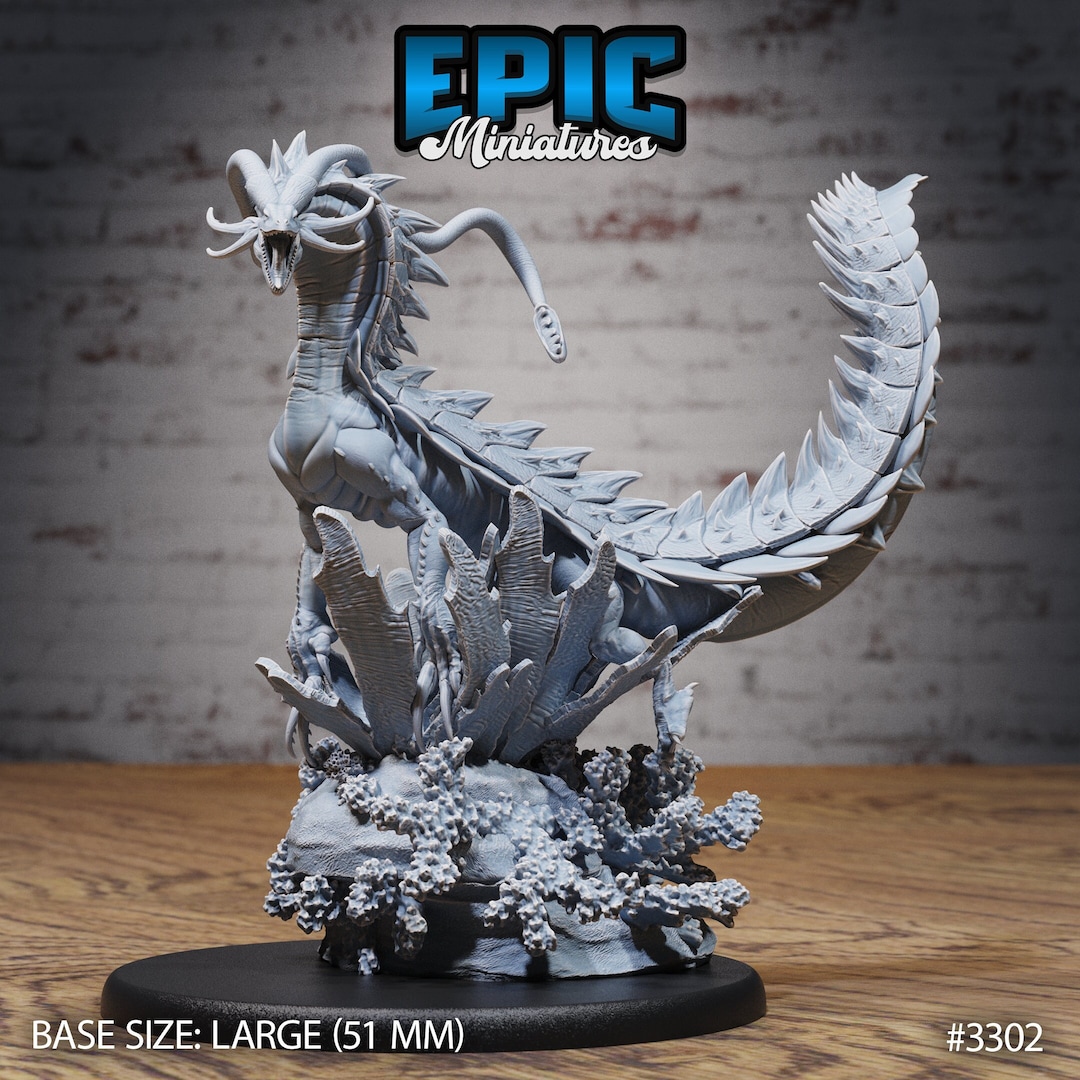 Underwater Dragonling Miniature | Sea Drake Deity Miniature | Encounter ...
