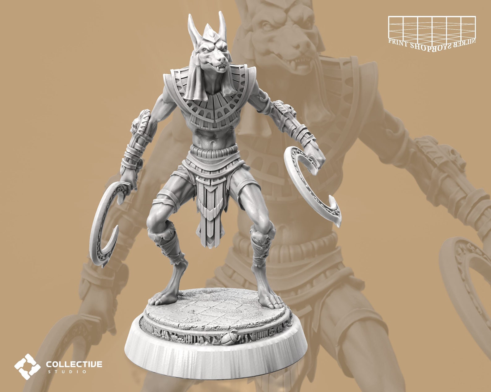 Jackal Fighter Miniature | Jackal Warrior Scythe Figure | Desert ...