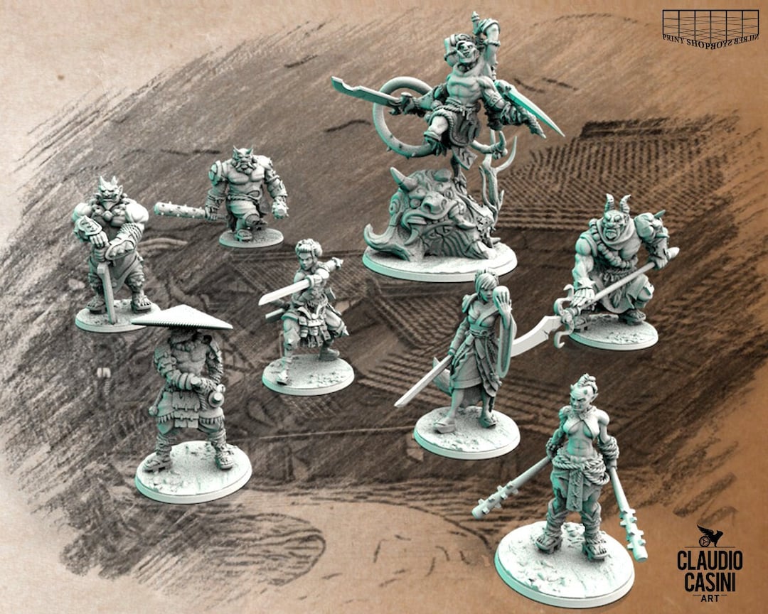 Oni Vs. Samurai Miniature Set | Oni Warrior Miniature Pack | for D&D 5e ...